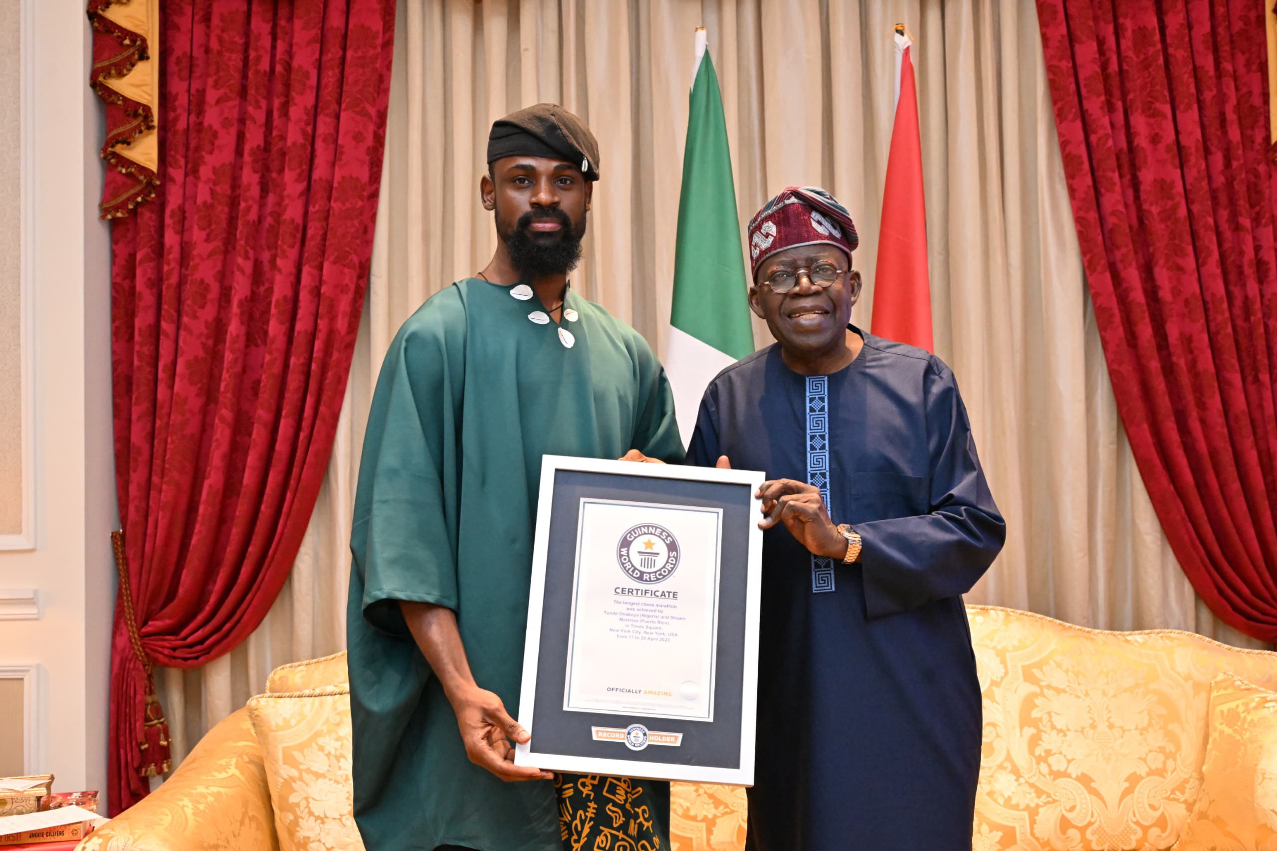 Tunde Onakoya Meets Tinubu, Presents Guinness Record Chess Certificate - First Daily News
